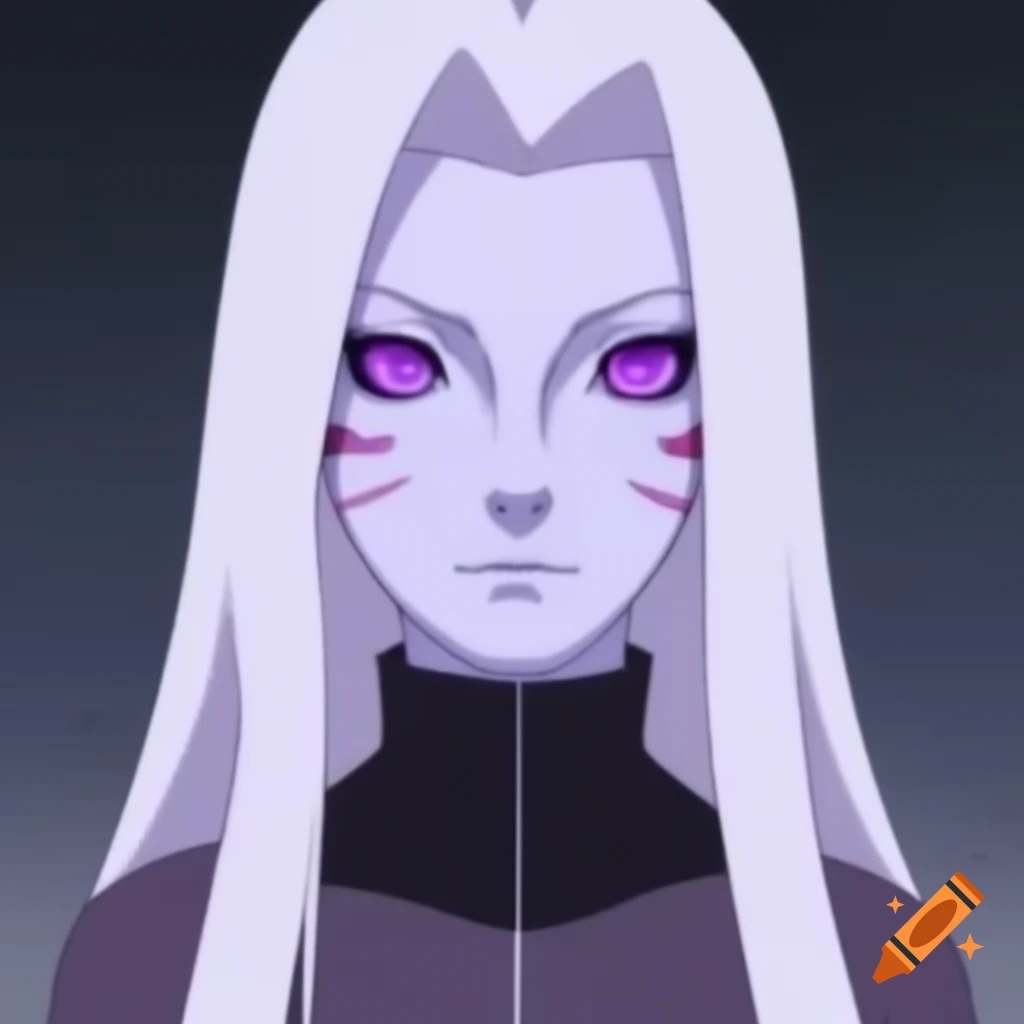 Anime character with long white hair and purple eyes, a member of ...