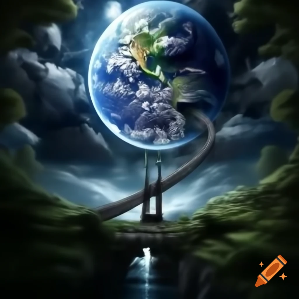 Concept of a bridge connecting heaven and Earth for fiction story on ...