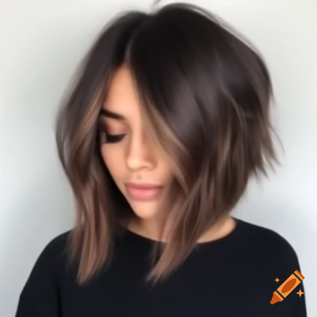 Mediterranean woman with dramatic shaved undercut bob hairstyle on Craiyon