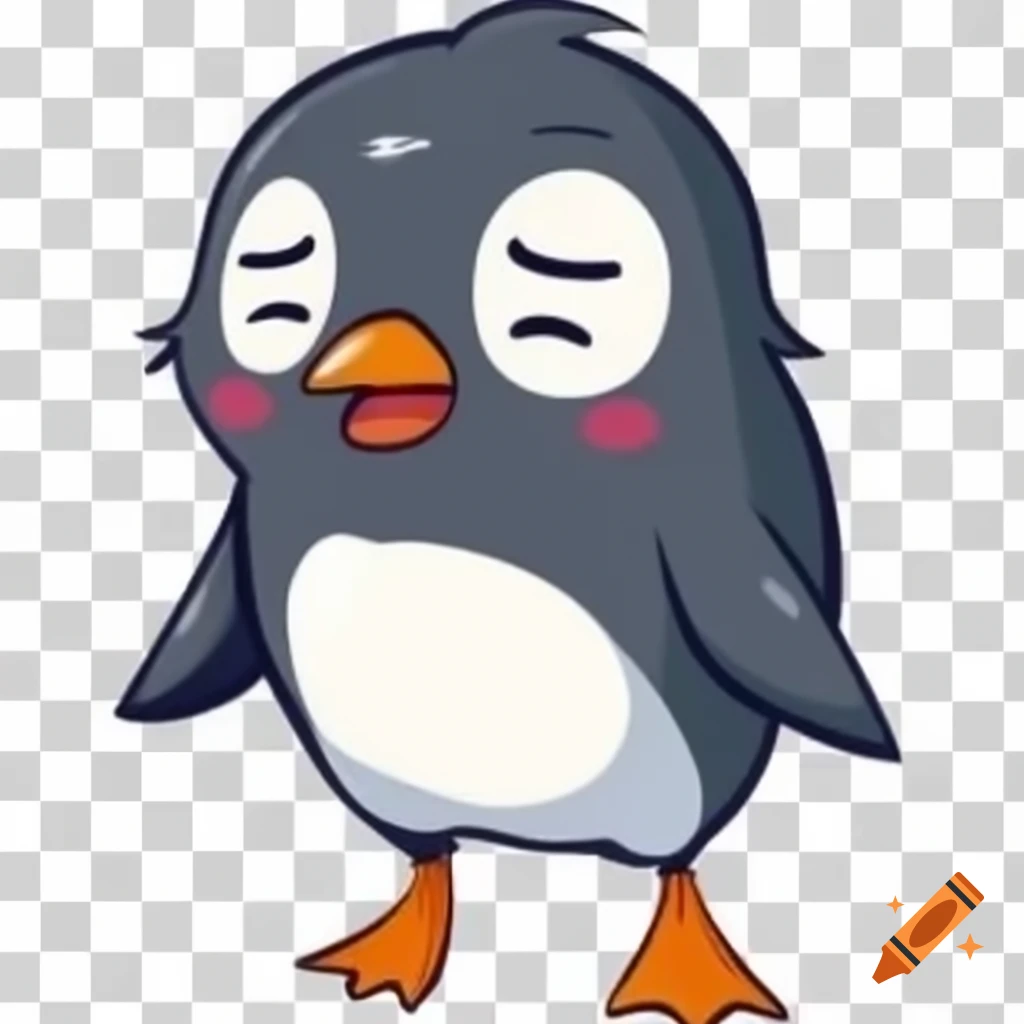 Cute cartoon penguin avatar, round and fluffy, smiling with closed eyes ...