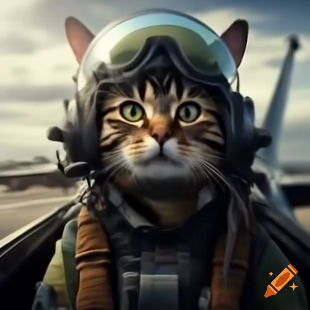 Cat inside a fighter jet cockpit on Craiyon
