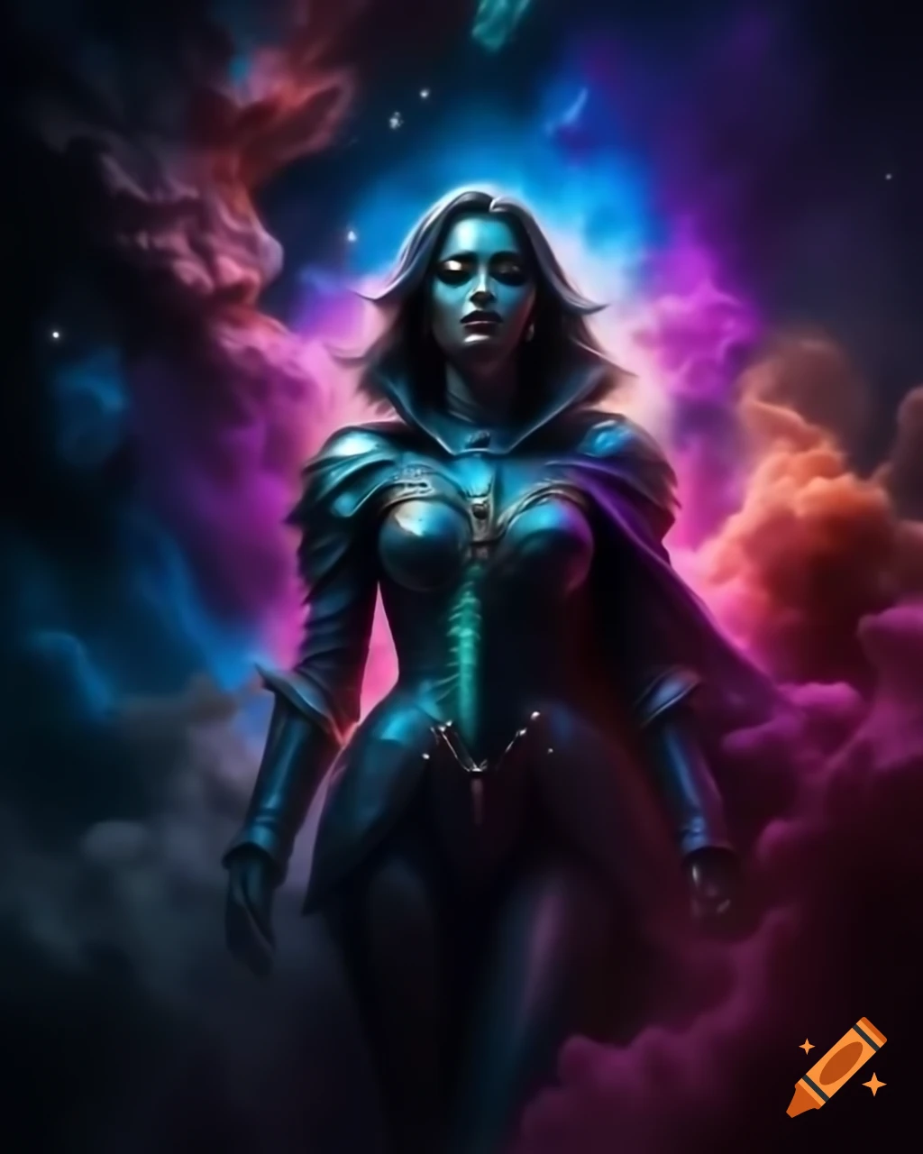 Solitary voyager drifting in chromatic galactic void with cosmic dust ...