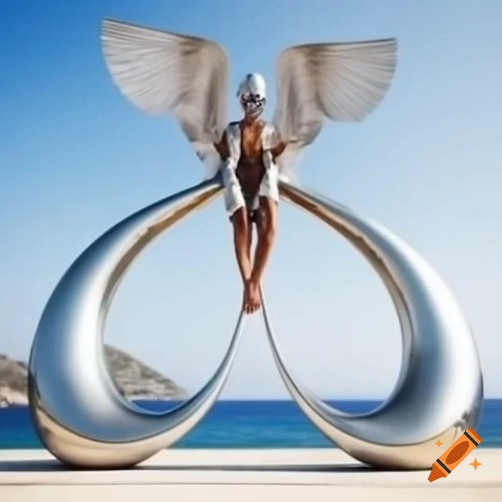 Majestic Mediterranean scene with supermodel featuring metallic ...