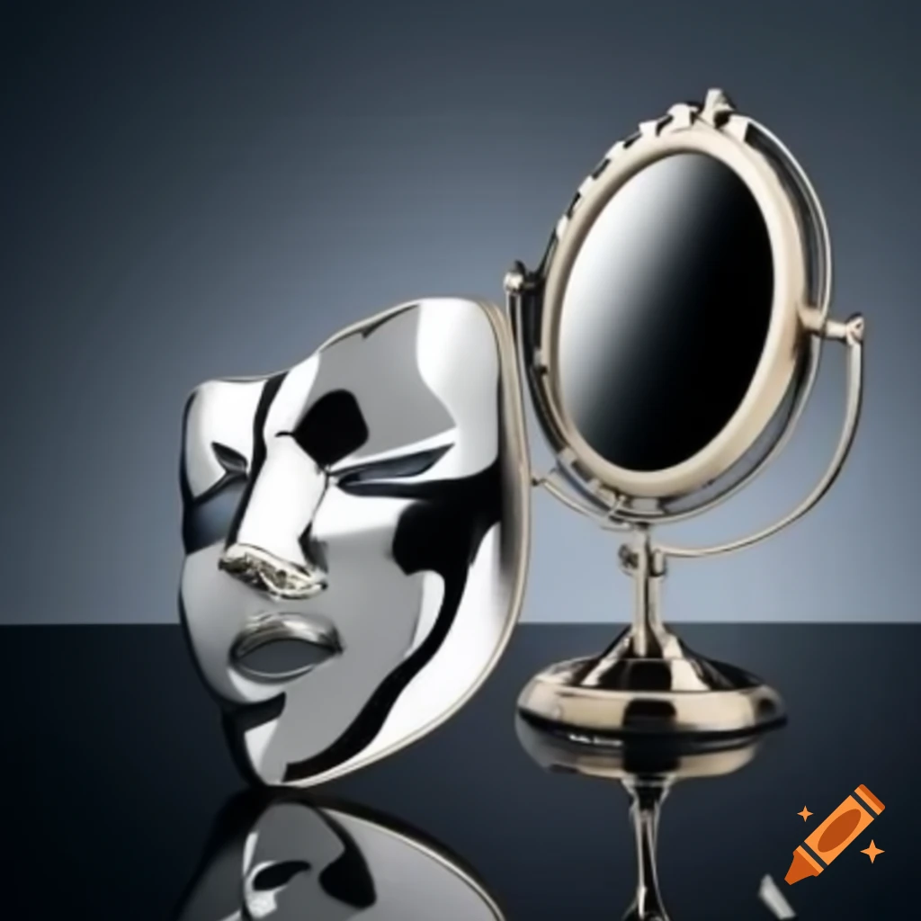 Reflective silver opera mask made from broken mirror glass on Craiyon