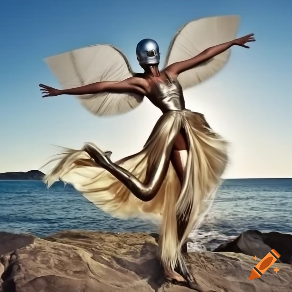 Majestic Mediterranean pine and supermodel with metallic features in ...