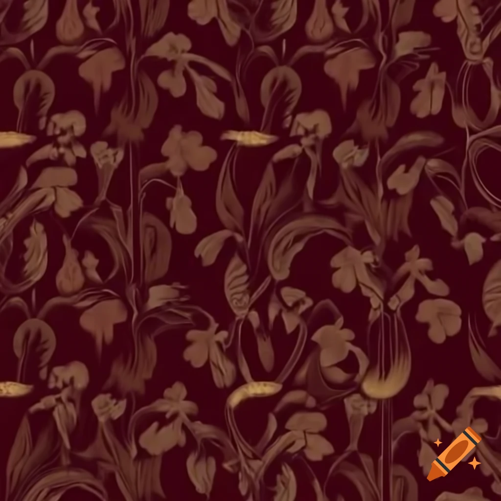 Luxurious maroon Victorian floral wallpaper pattern for desktop on Craiyon