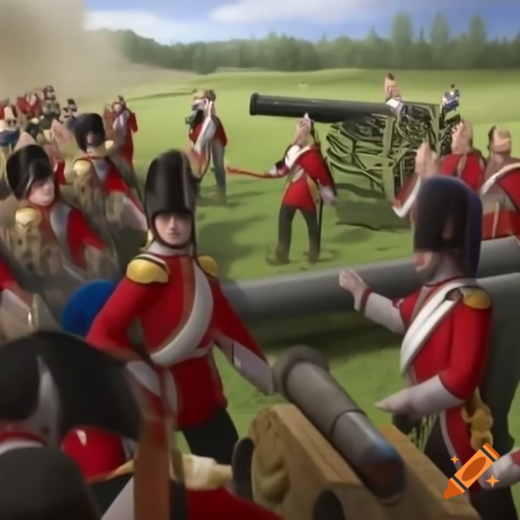 17th-century soldiers performing musical dance around a cannon on Craiyon
