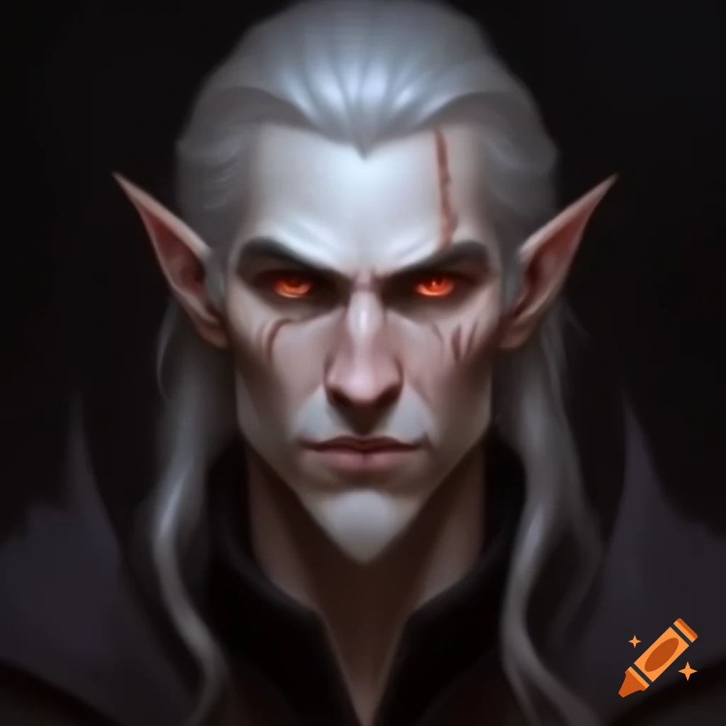 Detailed portrait of male Grey Elf Warlock from Dungeons and Dragons on ...
