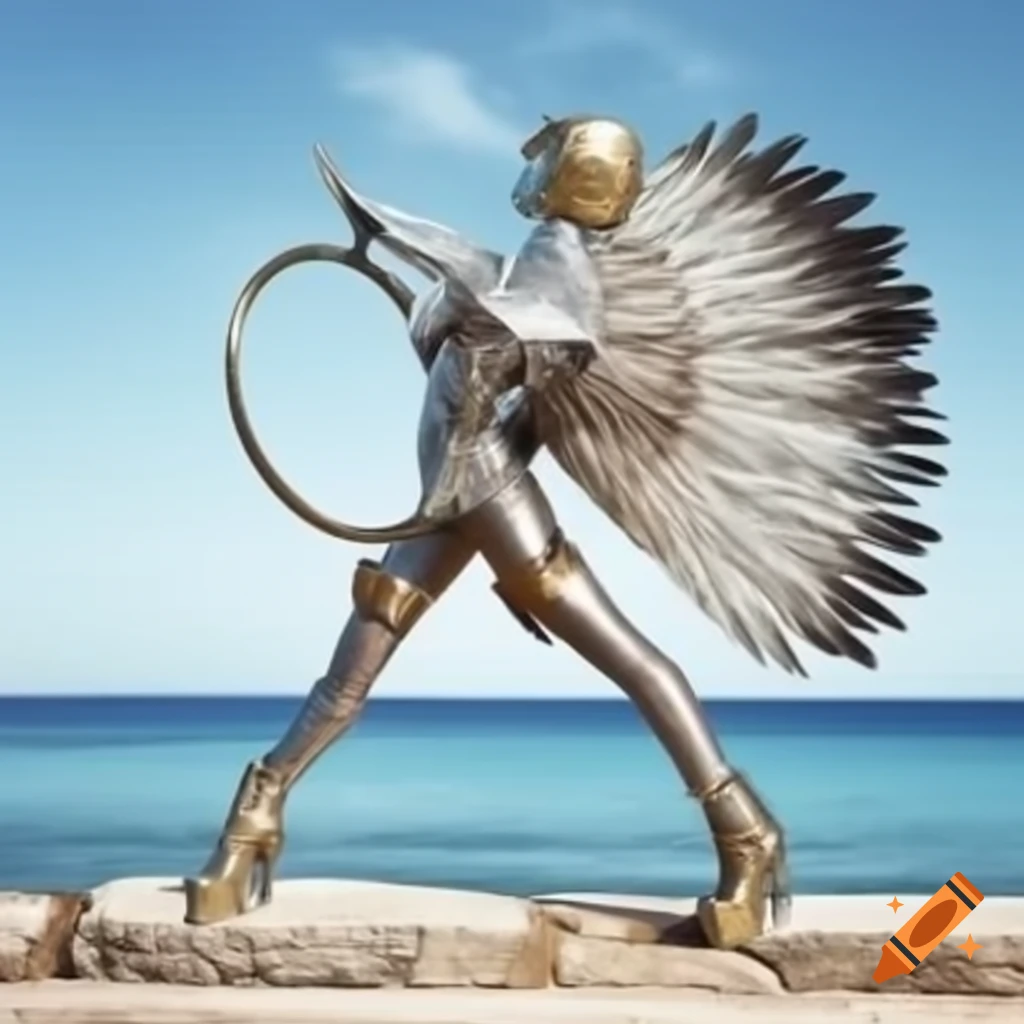 Majestic Mediterranean scene with supermodel featuring metallic ...