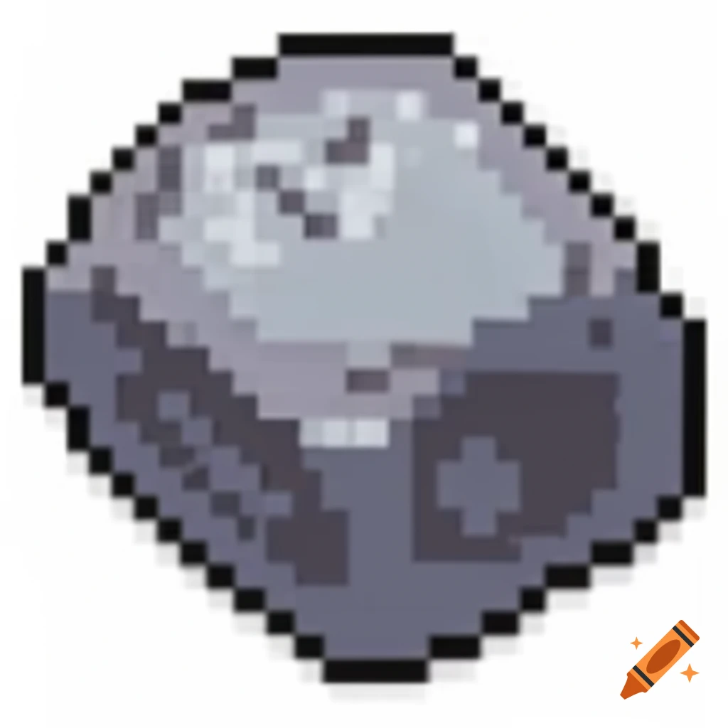 Iron ore pixel icon representing silver tin ore in a game on Craiyon