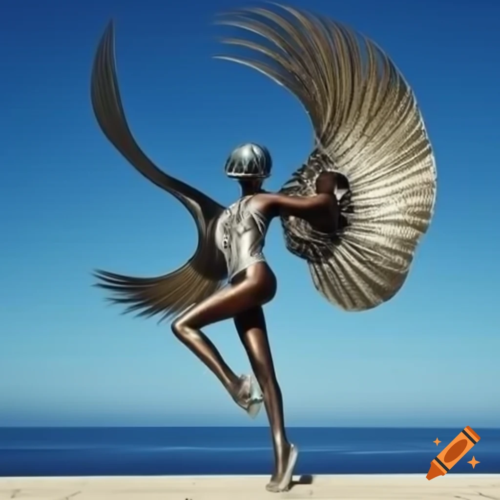 Majestic Mediterranean scene with supermodel featuring metallic ...