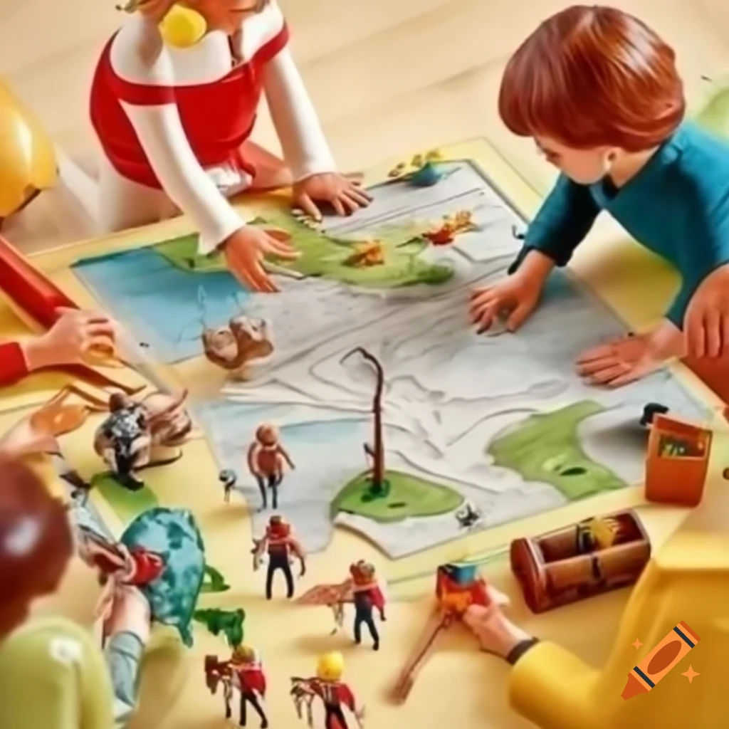 Treasure hunt map featuring Playmobil soldiers in Easter theme on Craiyon