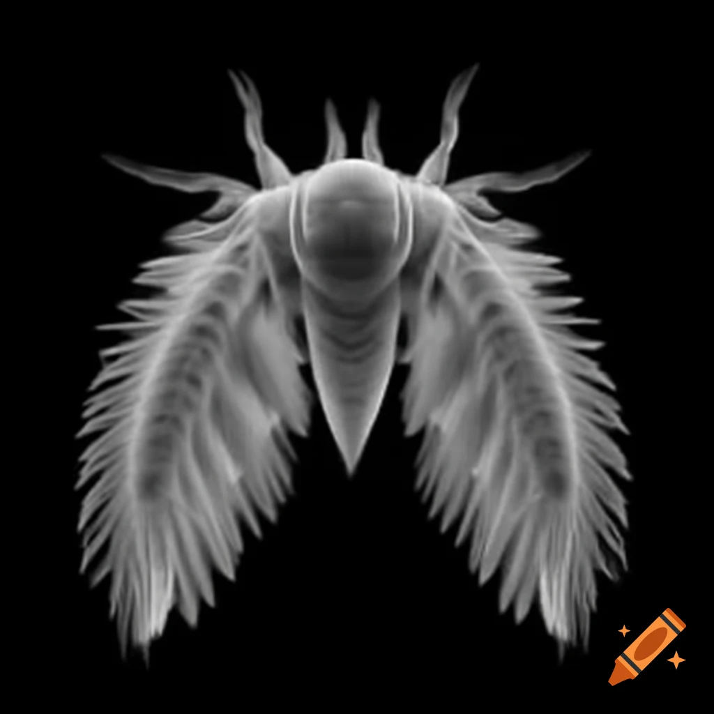 Close-up view of insect wings captured by electron microscope in ...