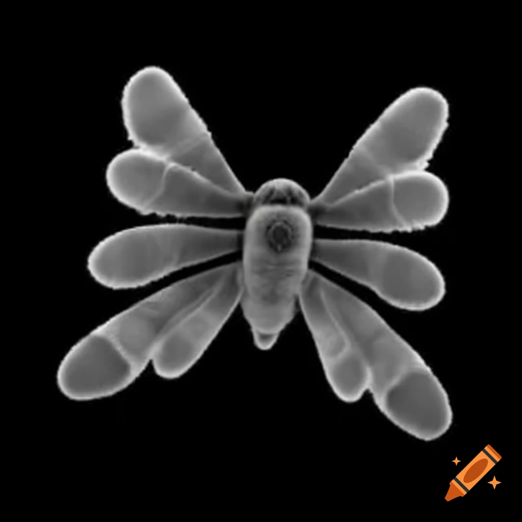 Close-up view of insect wings captured by electron microscope in ...