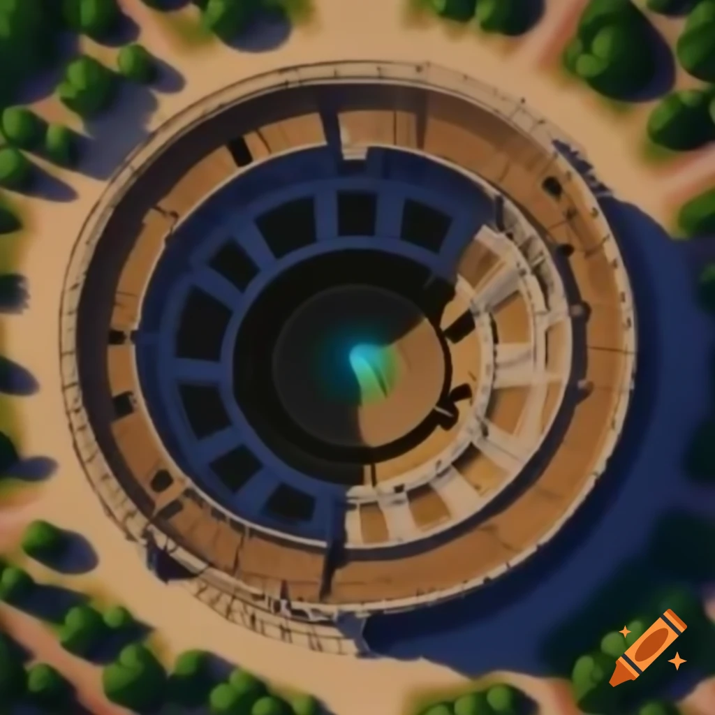 Bird's eye view DnD fantasy map of Roman colosseum with combat area and ...