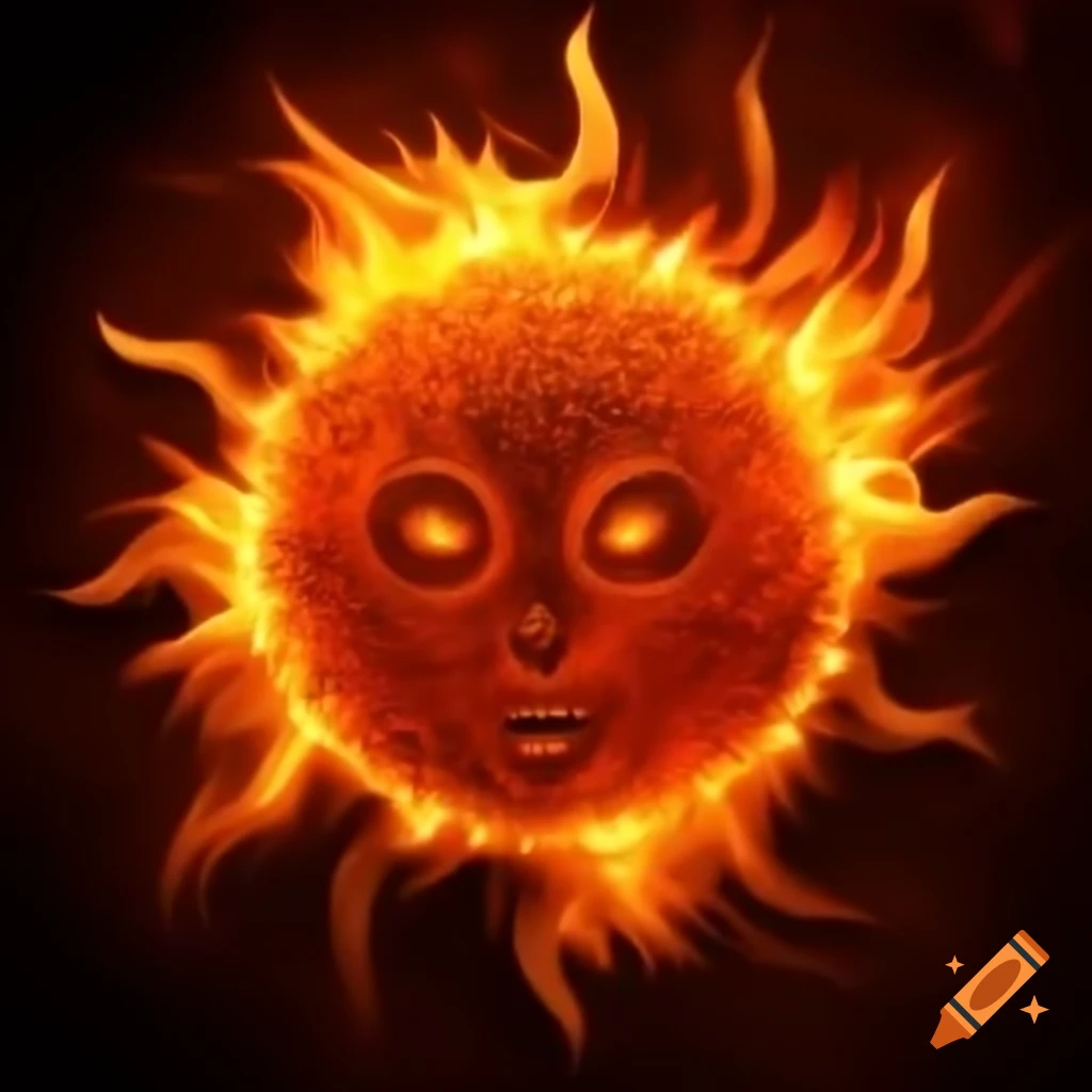 Fiery blazing sun depicted in steampunk style on Craiyon