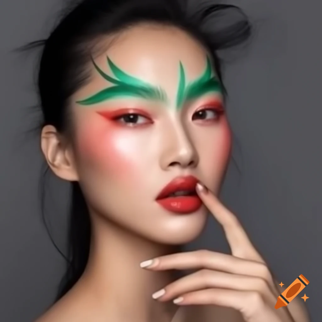Full size portrait of Chinese female supermodels with extreme makeup on ...