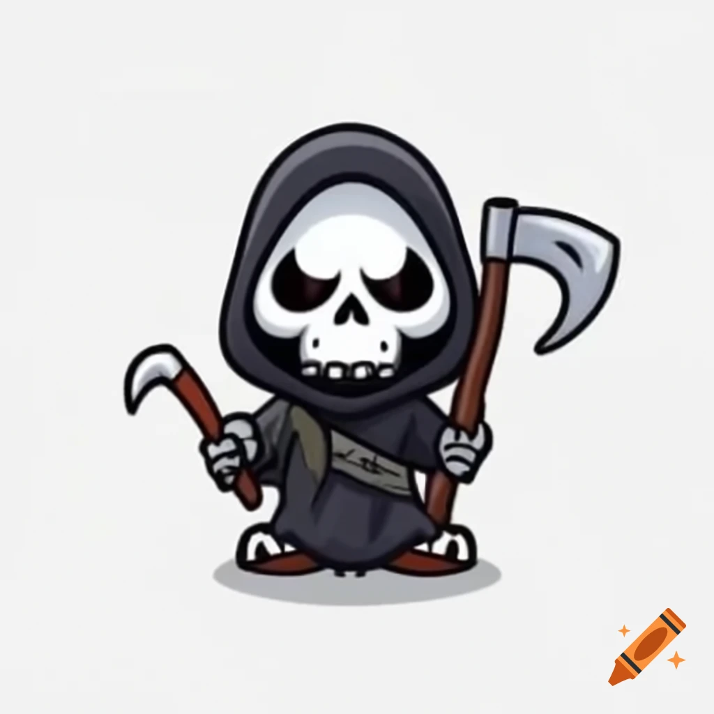 Cartoon logo featuring Grim Reaper with text 'Grim Reaper minis' on Craiyon