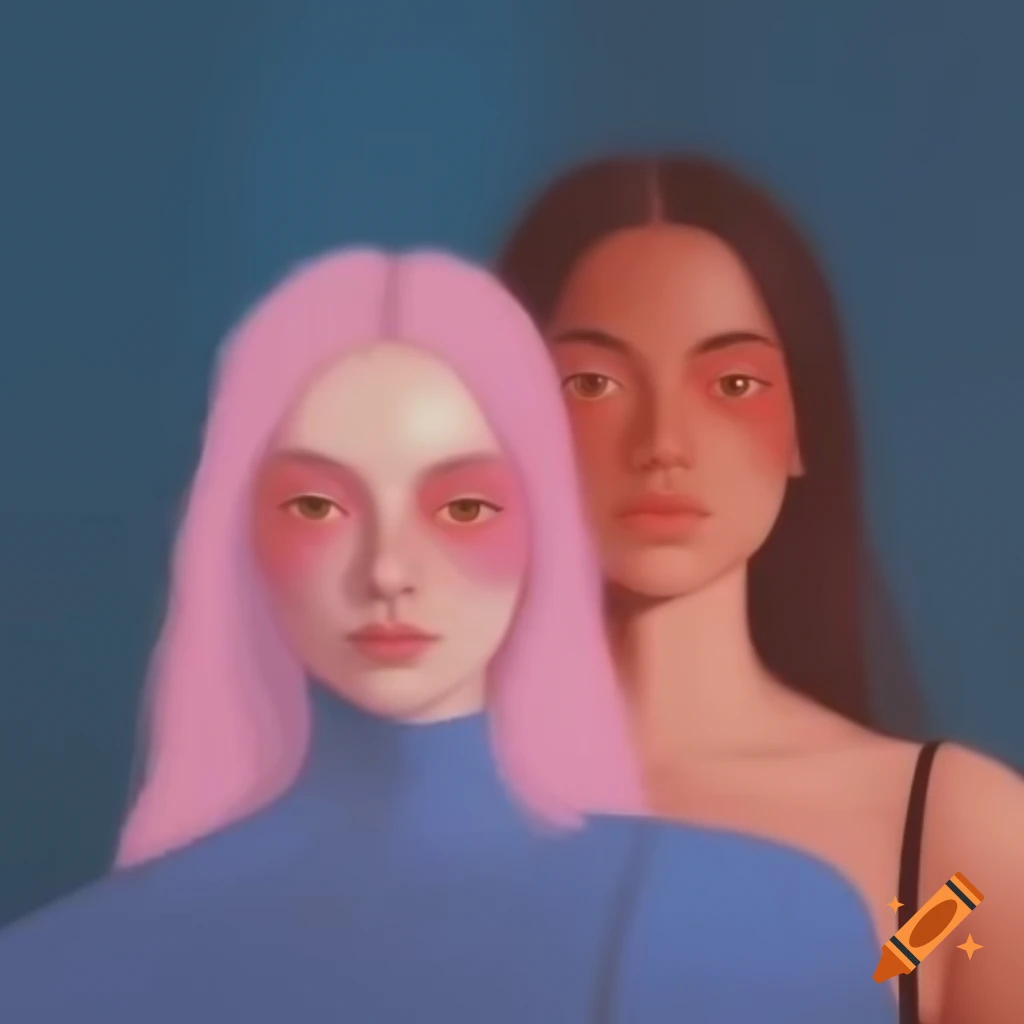 Minimalist dreamy paintings of aliens in pastel tones on Craiyon