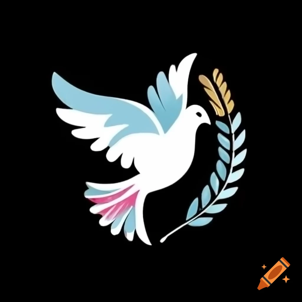 Modern logo design featuring dove, rose branch, and wheat ear on Craiyon