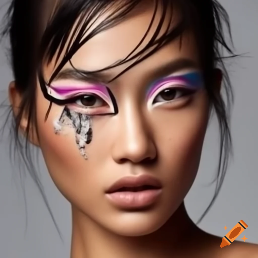 Full size portrait of Chinese female supermodels with extreme makeup on ...
