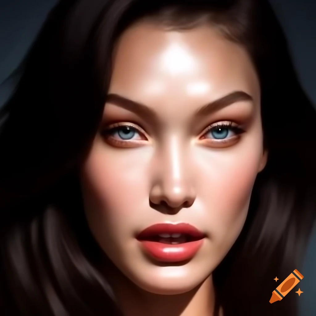 Hyper-realistic digital portrait blending features of Bella Hadid and ...