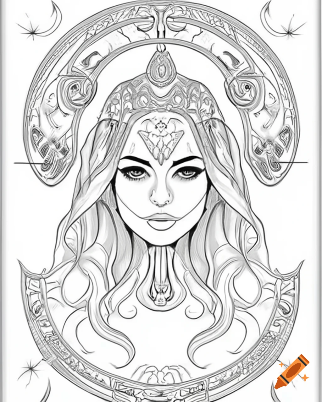 Intricate adult coloring page featuring esoteric symbolism and mystical ...