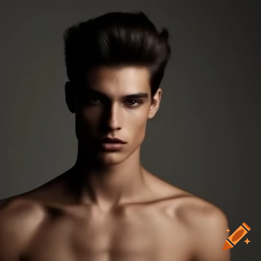 Masculine male model in high contrast lighting with a satisfied ...