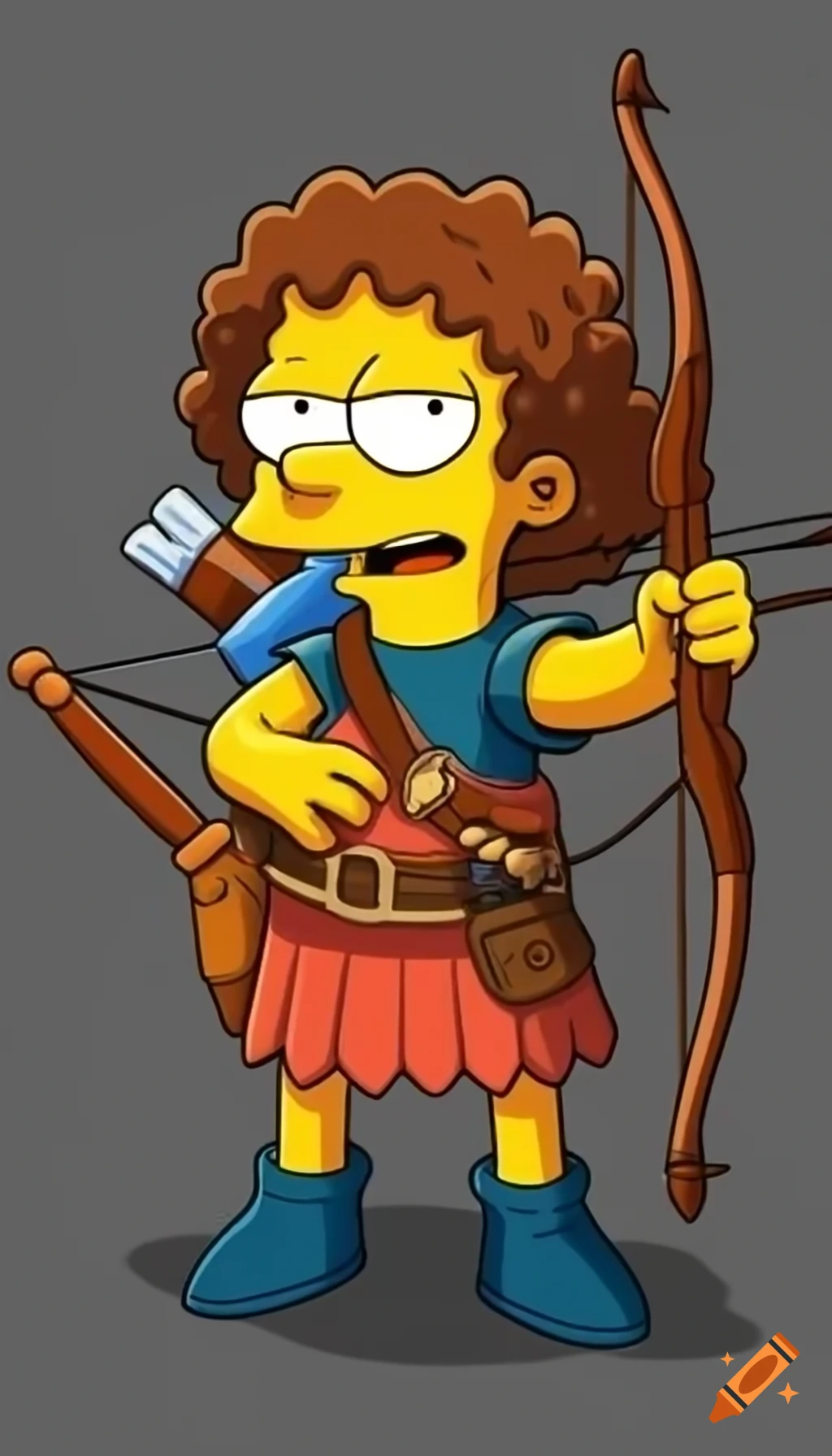 Amazon warrior with archery in fantasy theme inspired by The Simpsons ...