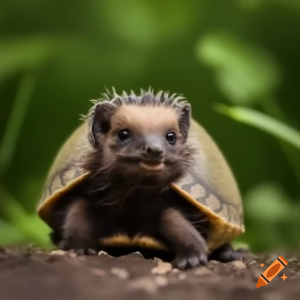 Hybrid creature combining features of hedgehog and turtle on Craiyon