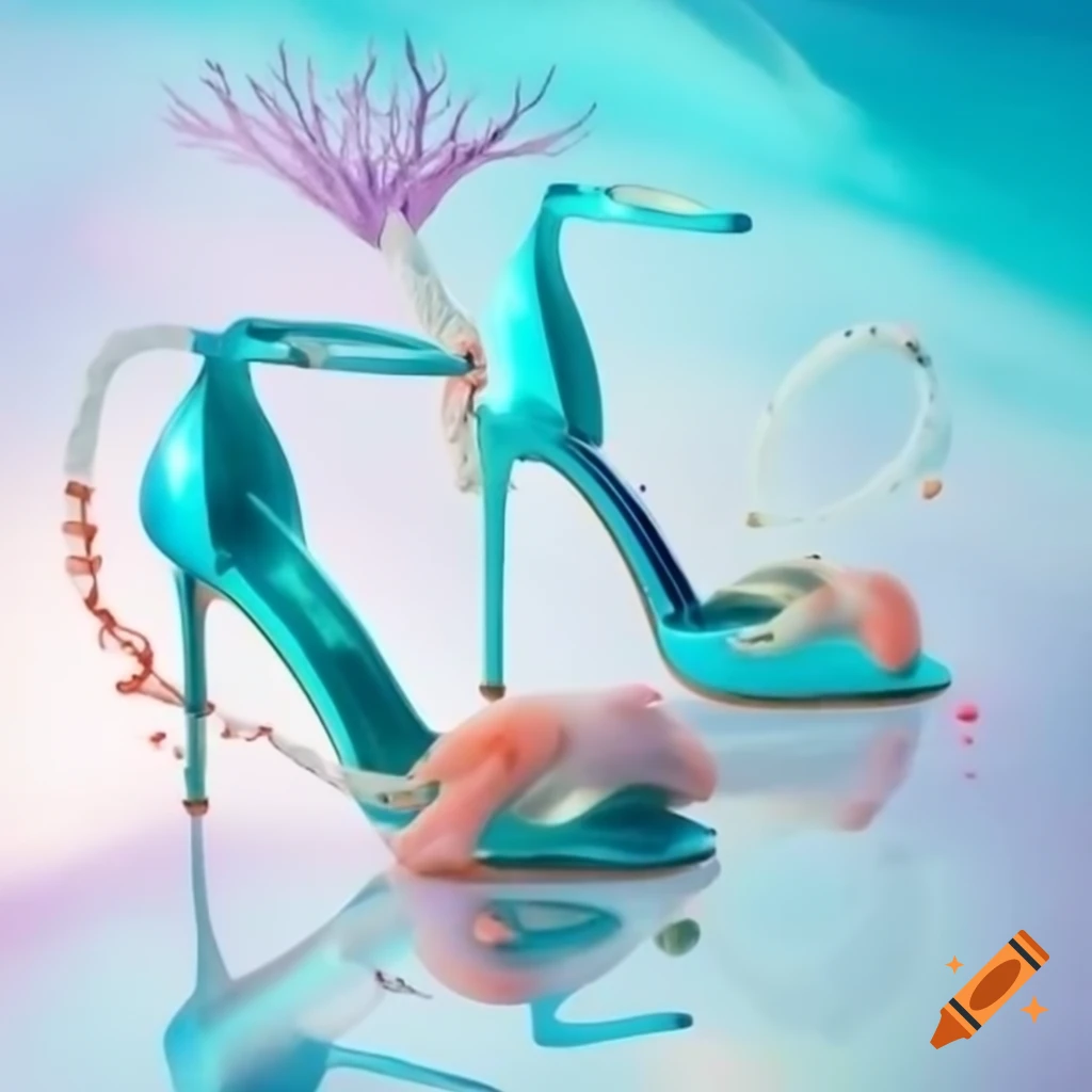 Dreamy mermaid-inspired heels with iridescent scale-like textures and ...