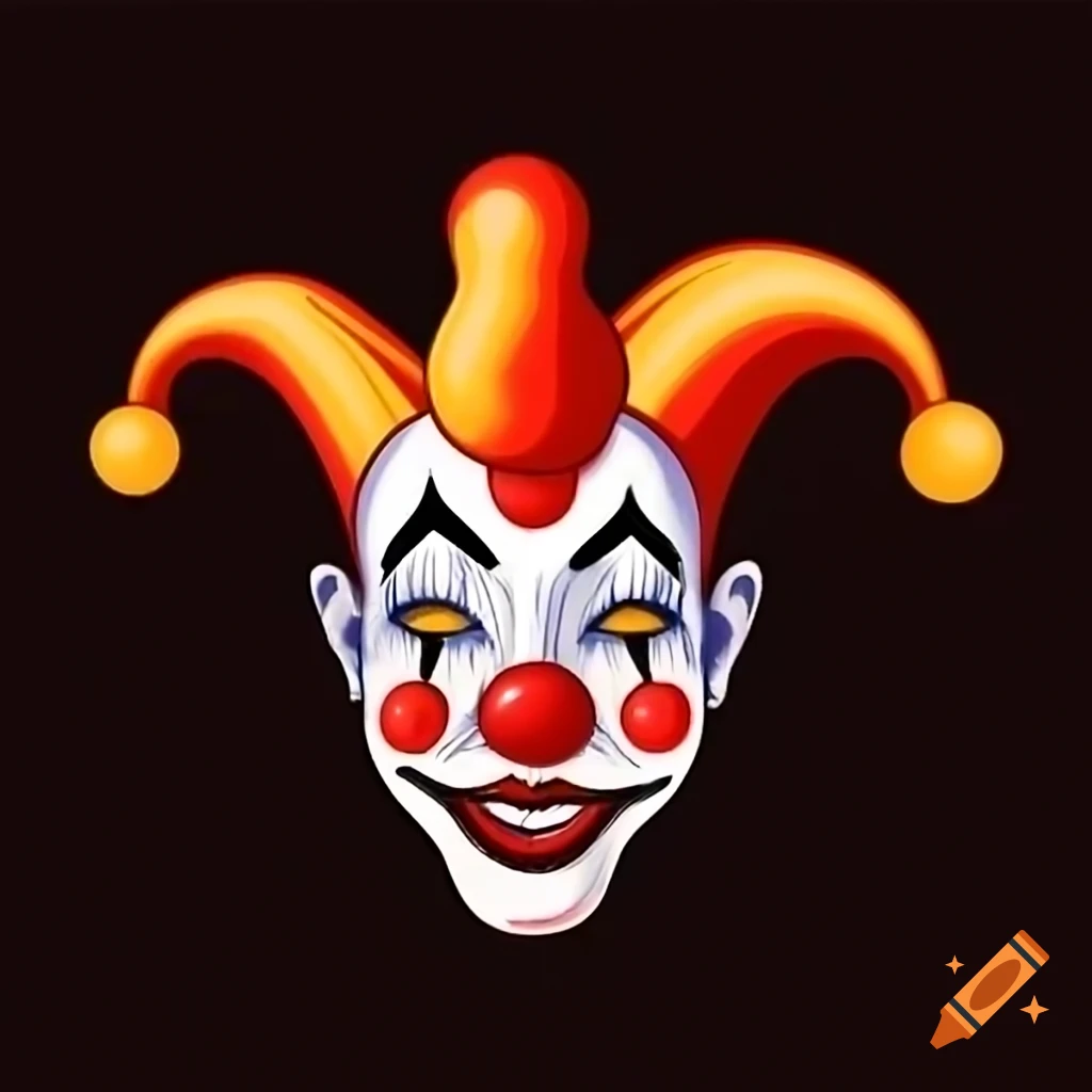 Clown with bright makeup engaged in theatrical debate, vibrant colors ...