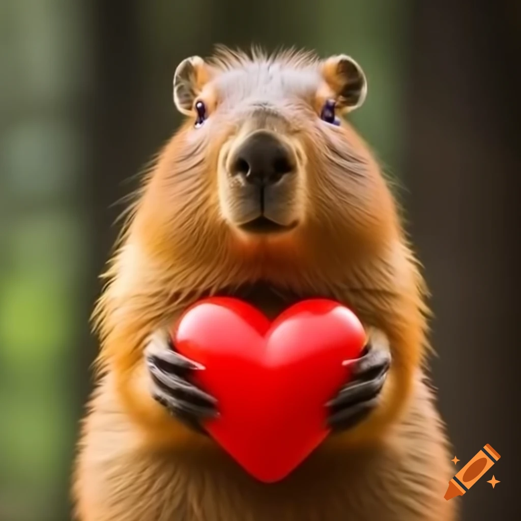 Capybara holding heart with 'I love you Flo' message on Craiyon