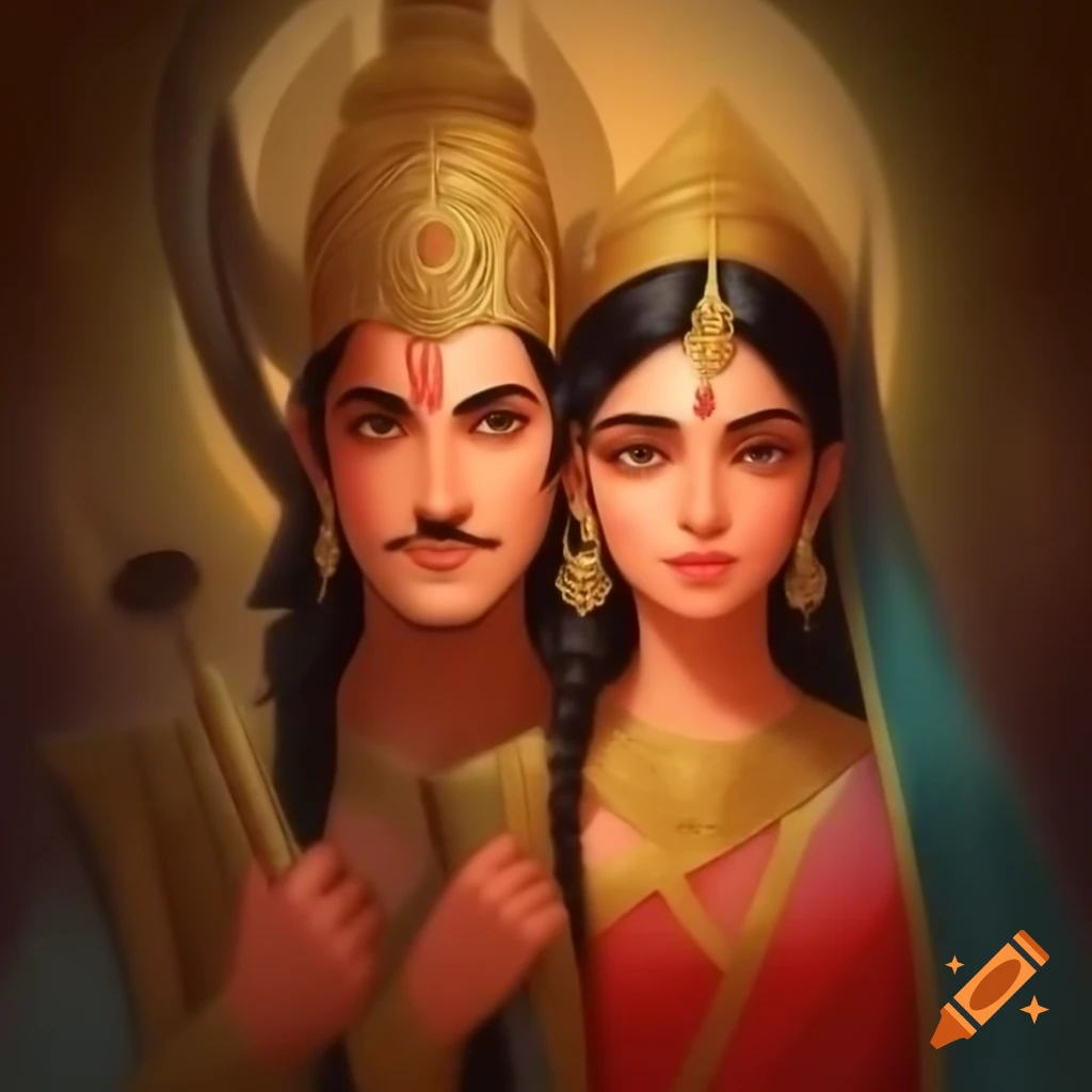 Wedding scene of Arjuna and Subhadra from Mahabharata on Craiyon