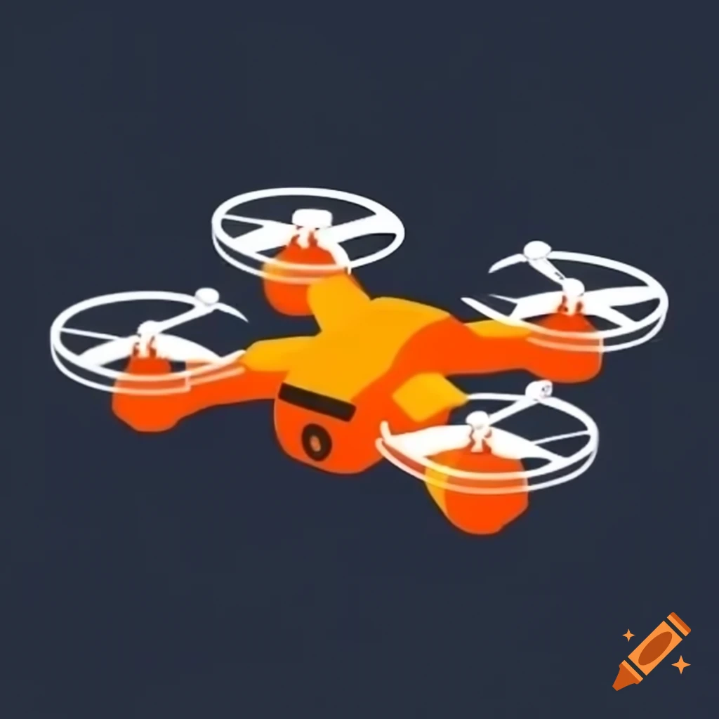 Orange FPV drone equipped with explosive warhead on Craiyon