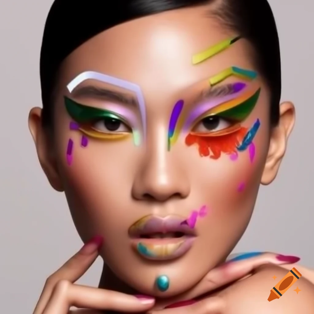Full size portrait of Asian female supermodels with extreme makeup and ...