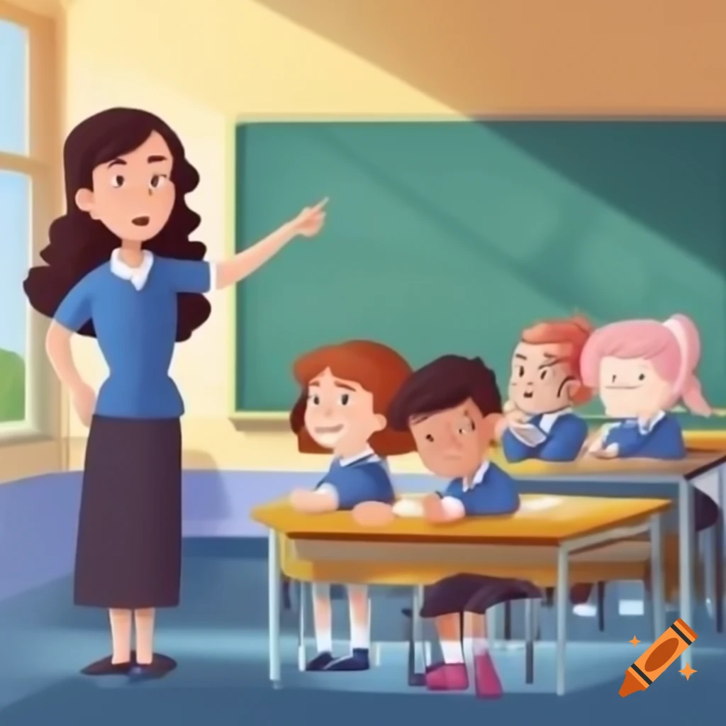 Cartoon of teacher addressing class about identical sentence ...