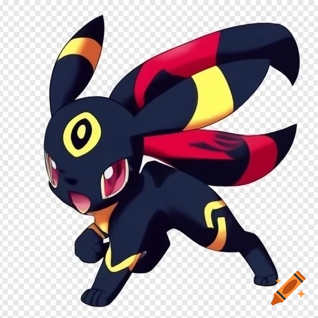 Dark umbreon with glowing red eyes and prominent fangs on Craiyon