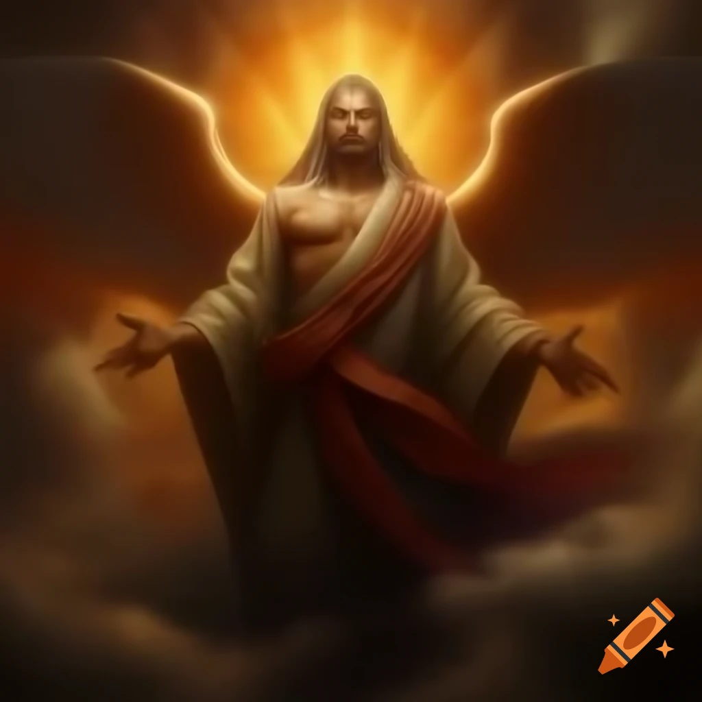 Majestic depiction of Ahura Mazda, the supreme deity of Zoroastrianism ...