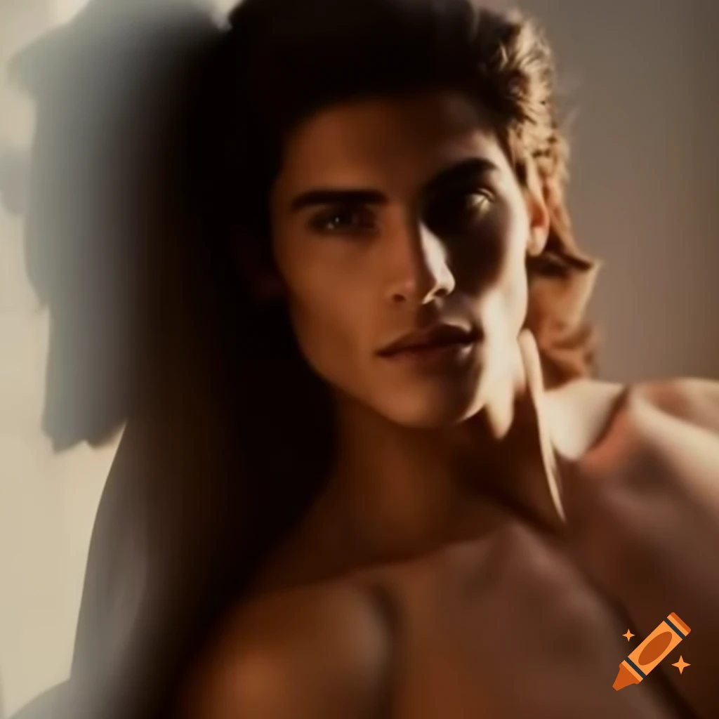 Male model in high contrast lighting, leaning against wall, full body ...