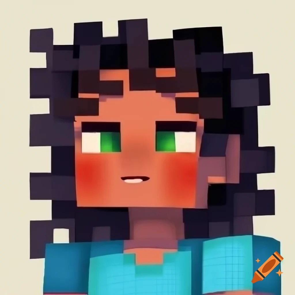 Minecraft character with peach skin, black curly hair, and blue shirt ...