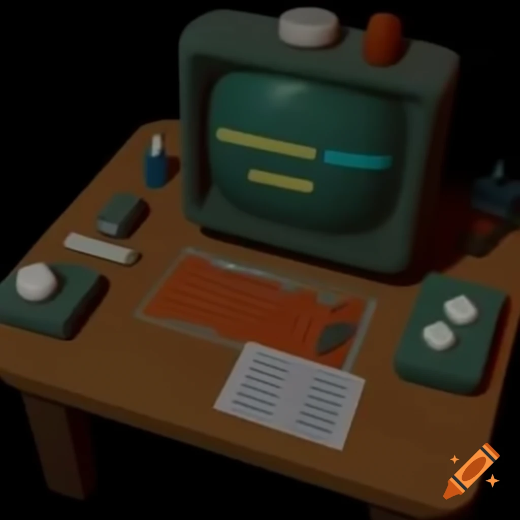 Low-poly video game screenshot featuring cluttered UI on Craiyon