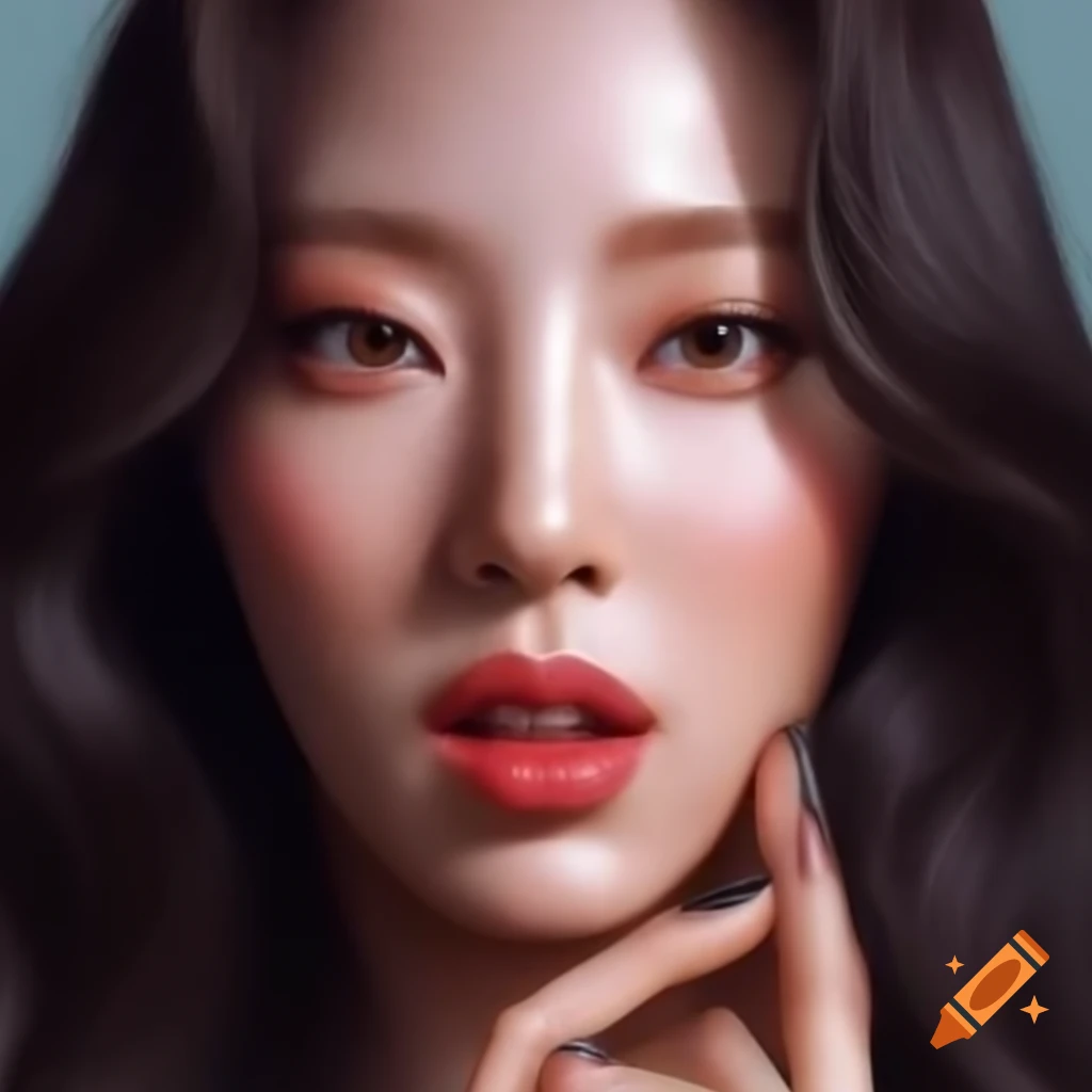 Portrait blending features of Ceca Ražnatović and Taeyeon with defined ...