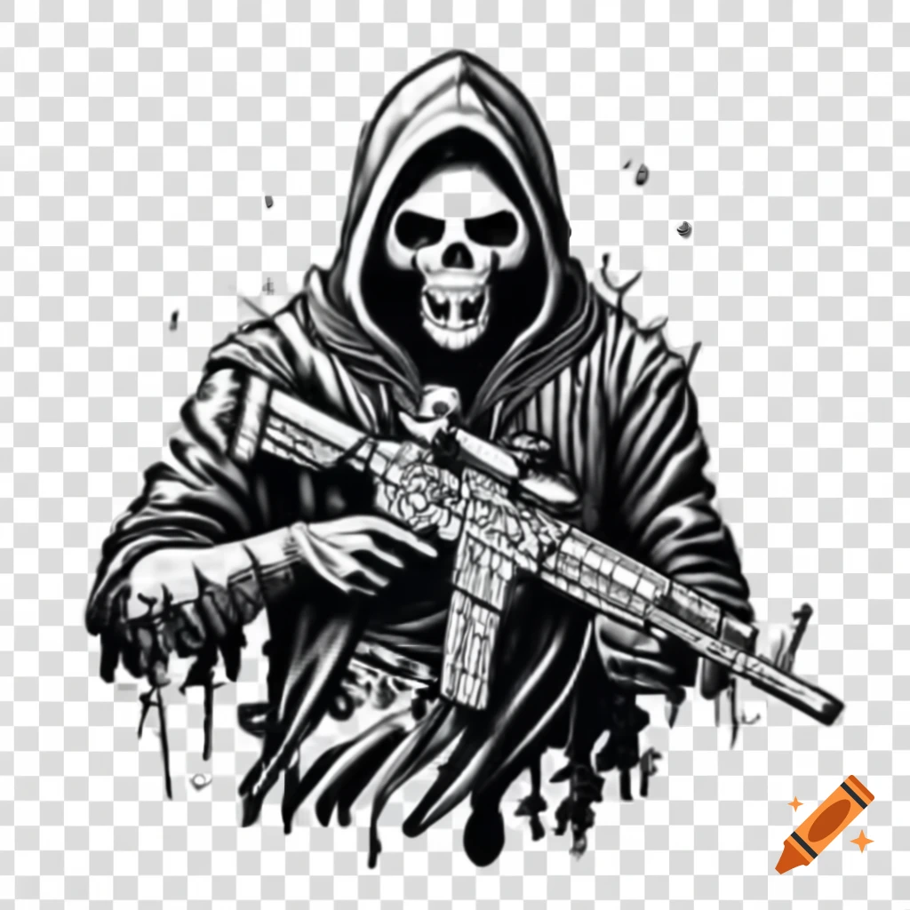 Silhouette of Grim Reaper holding sniper rifle on Craiyon