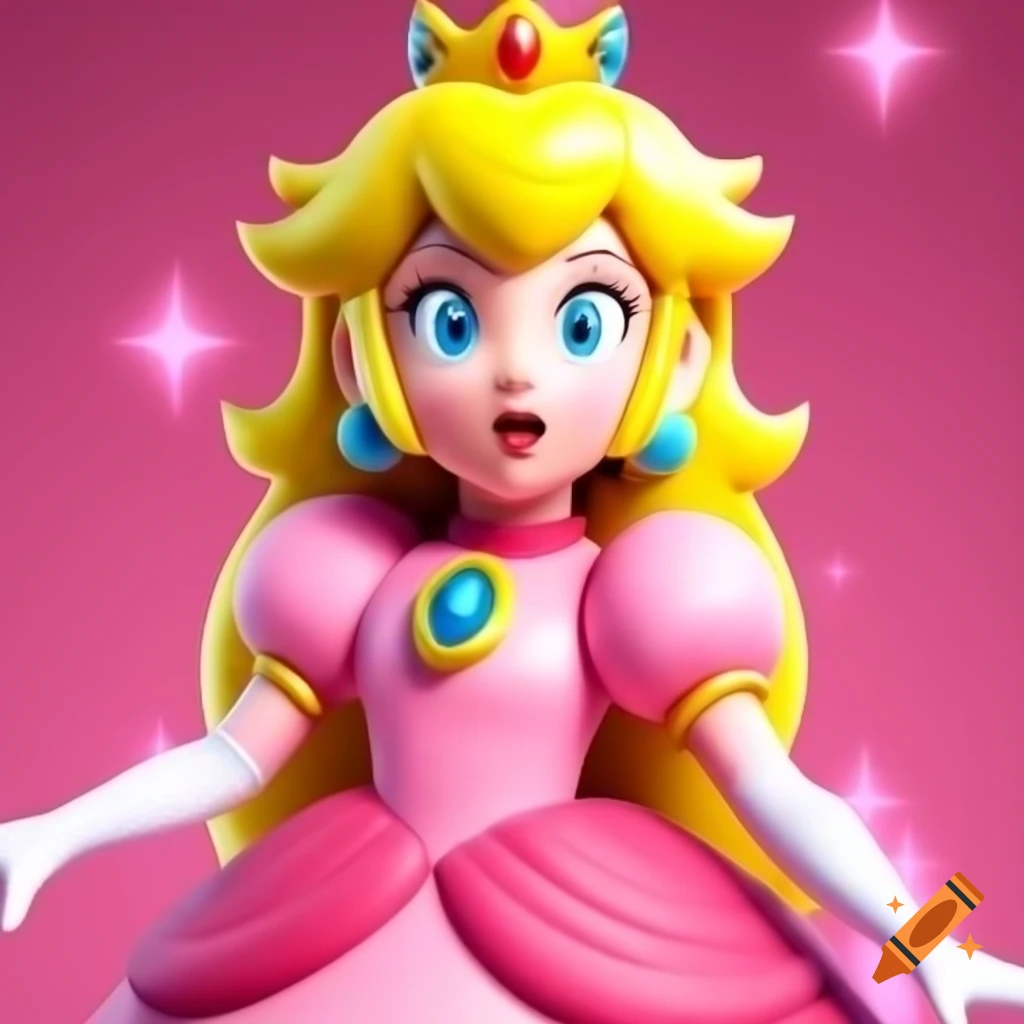 Stylized digital illustration of Princess Peach embodying regal ...