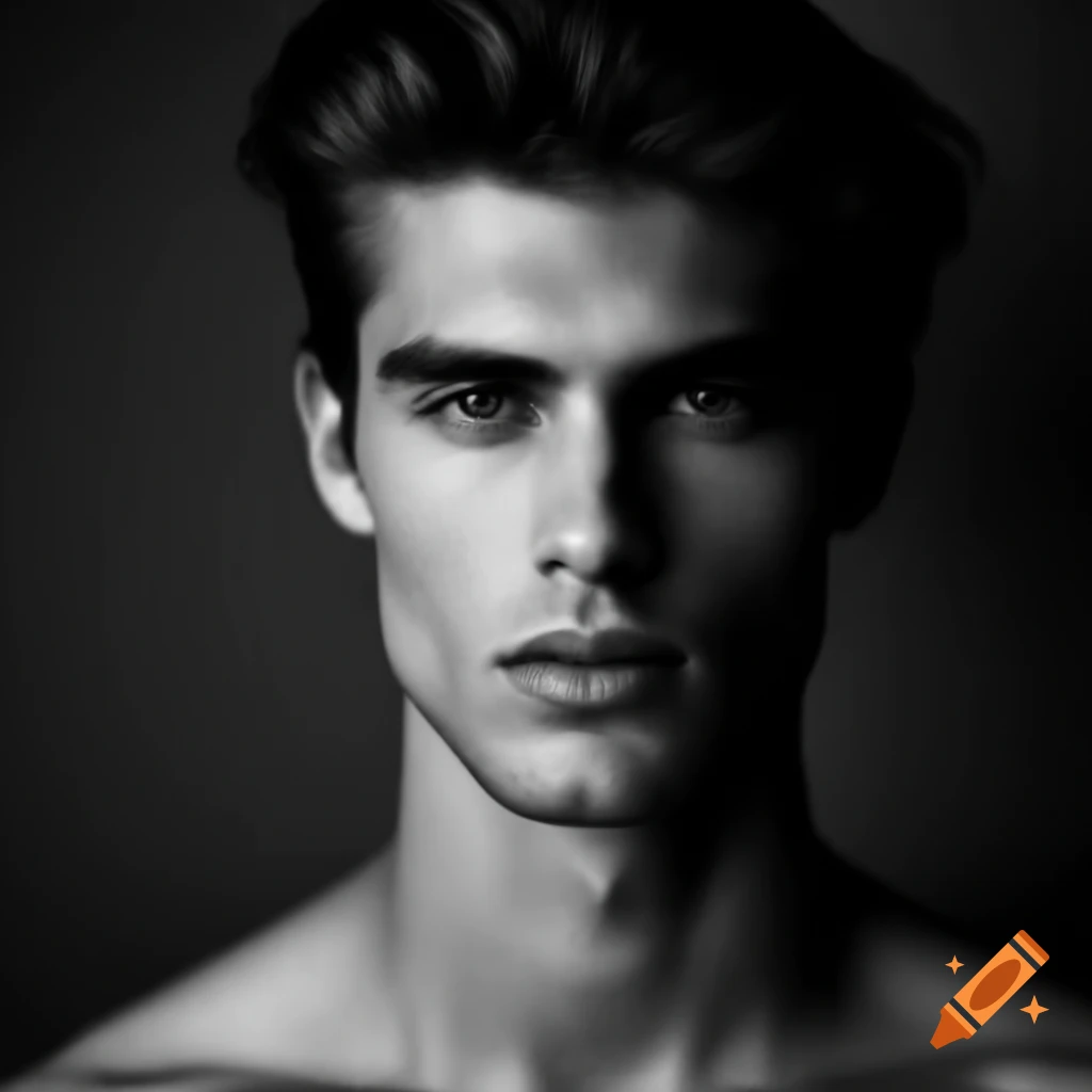Masculine male supermodel with smirk in studio lighting on Craiyon