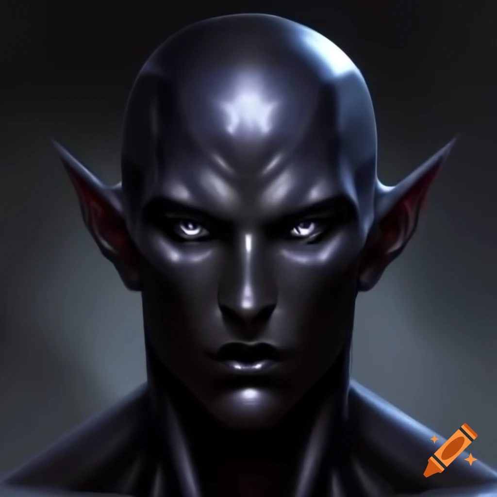 Captivating male fantasy ruler with obsidian skin and silver eyes on ...