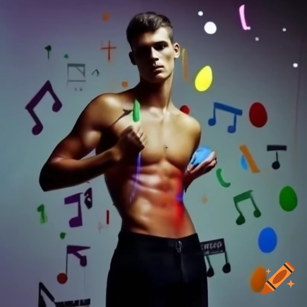 Male supermodel in studio shoot with high contrast colors and creative ...