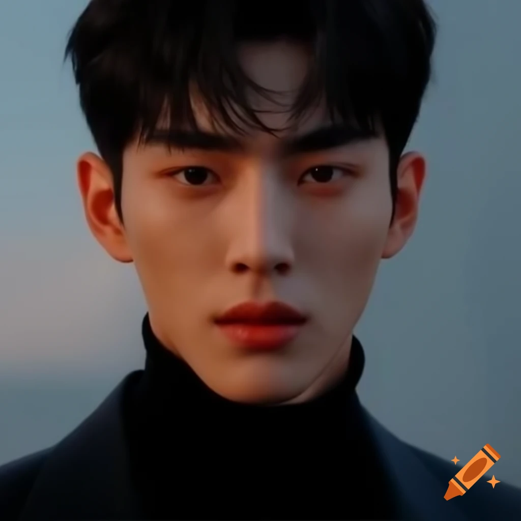 Hyper realistic portrait of cool Chinese male actor at fashion show on ...