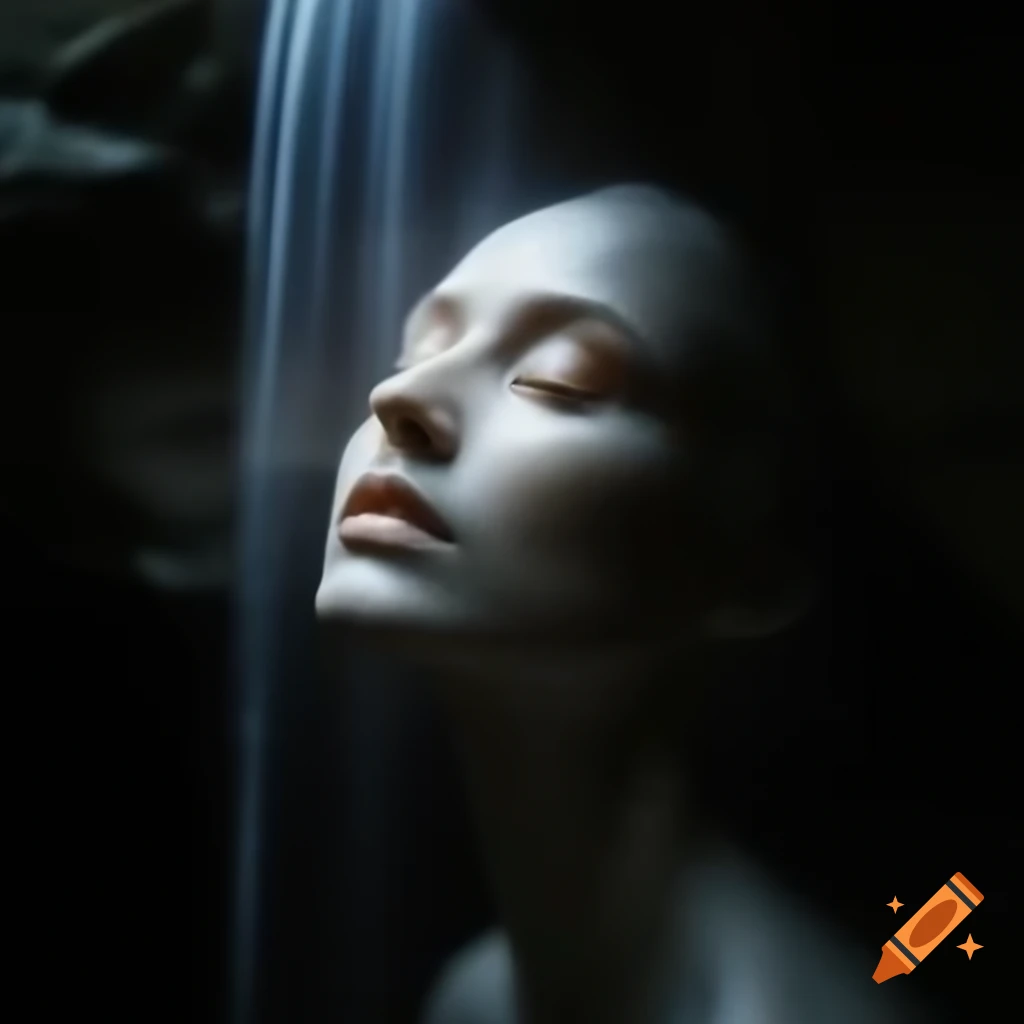 Profile silhouette with interplay of shadows and light, capturing ethereal beauty on Craiyon